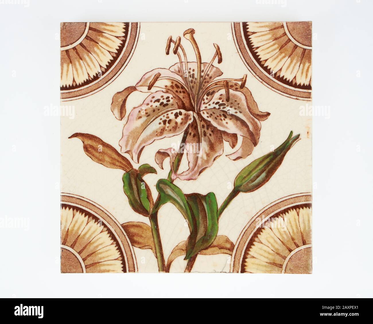 Antique 1880s Corn Bro Aesthetic Movement lily pottery tile Stock Photo ...