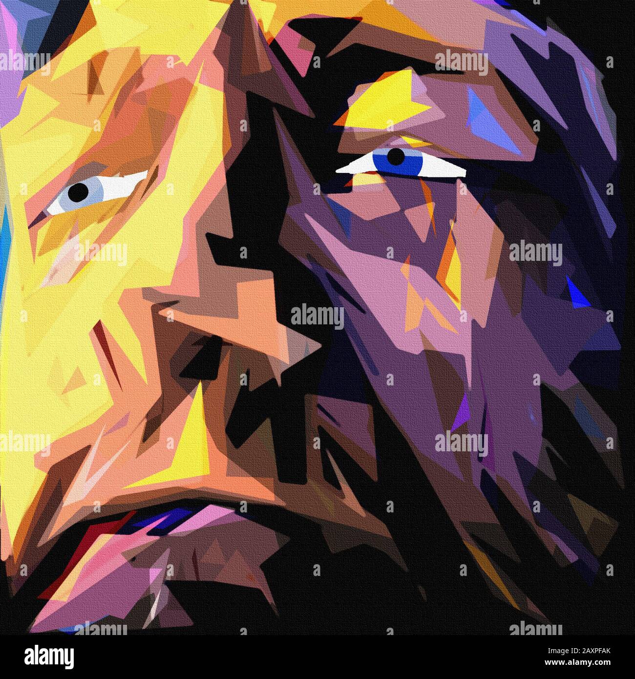 Abstract painting. Man's face in purple colors Stock Photo - Alamy