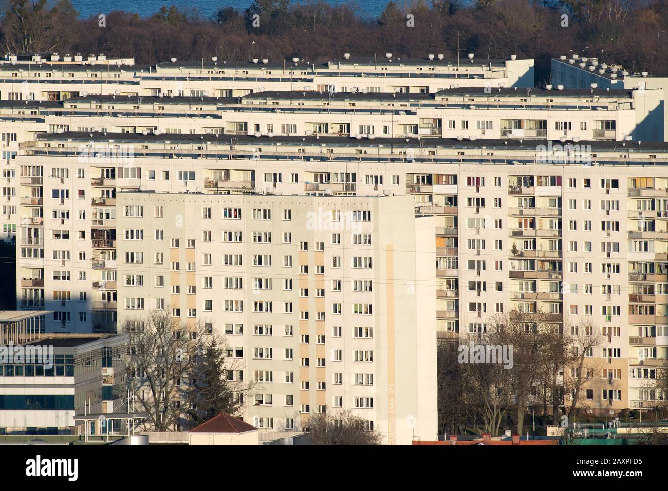 Communist era apartment buildings in Gdansk, Poland. February 5th 2020 ...