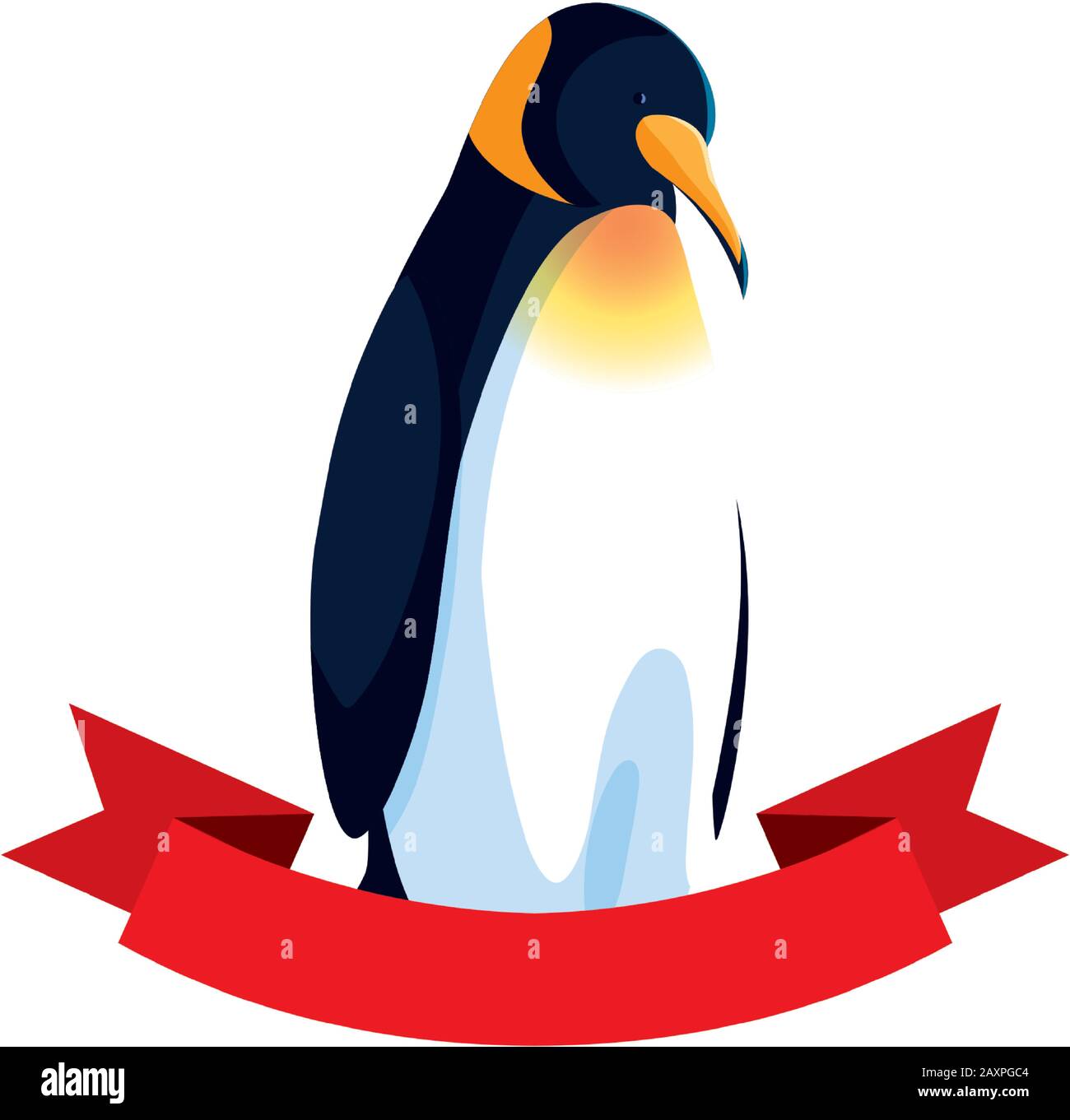 emperor penguin with ribbon on white background vector illustration ...