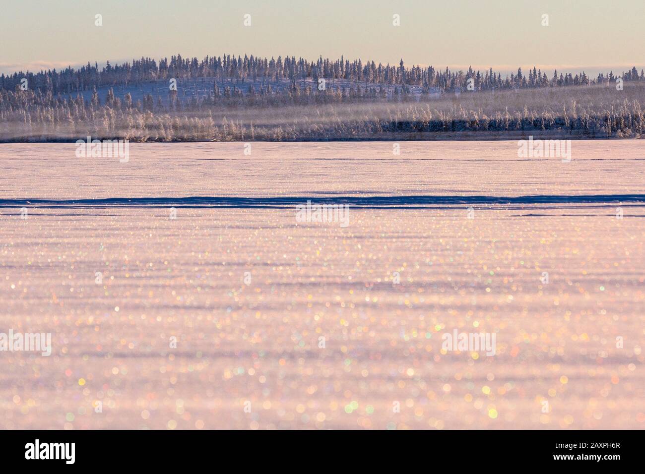Finland, Lapland, Muonio, landscape with fog in winter Stock Photo - Alamy
