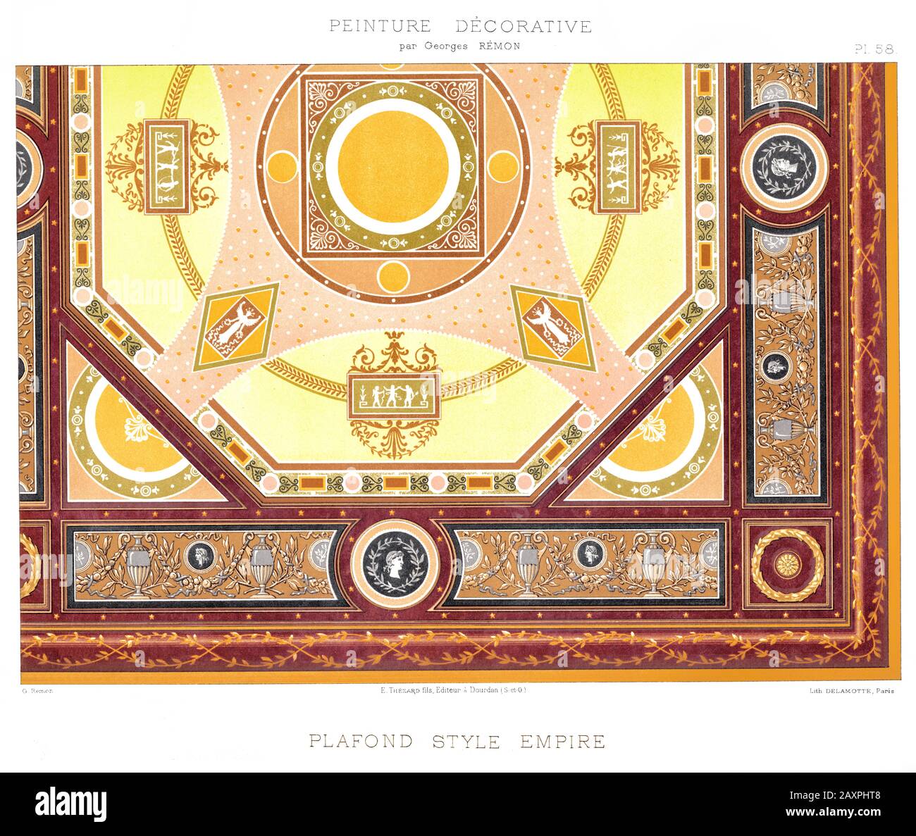 Empire style ceiling, decorative painting 1895 Stock Photo - Alamy