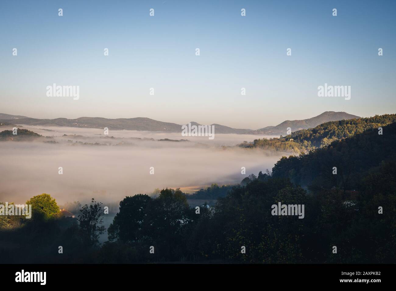 Flying over fog mist clouds hi-res stock photography and images - Alamy