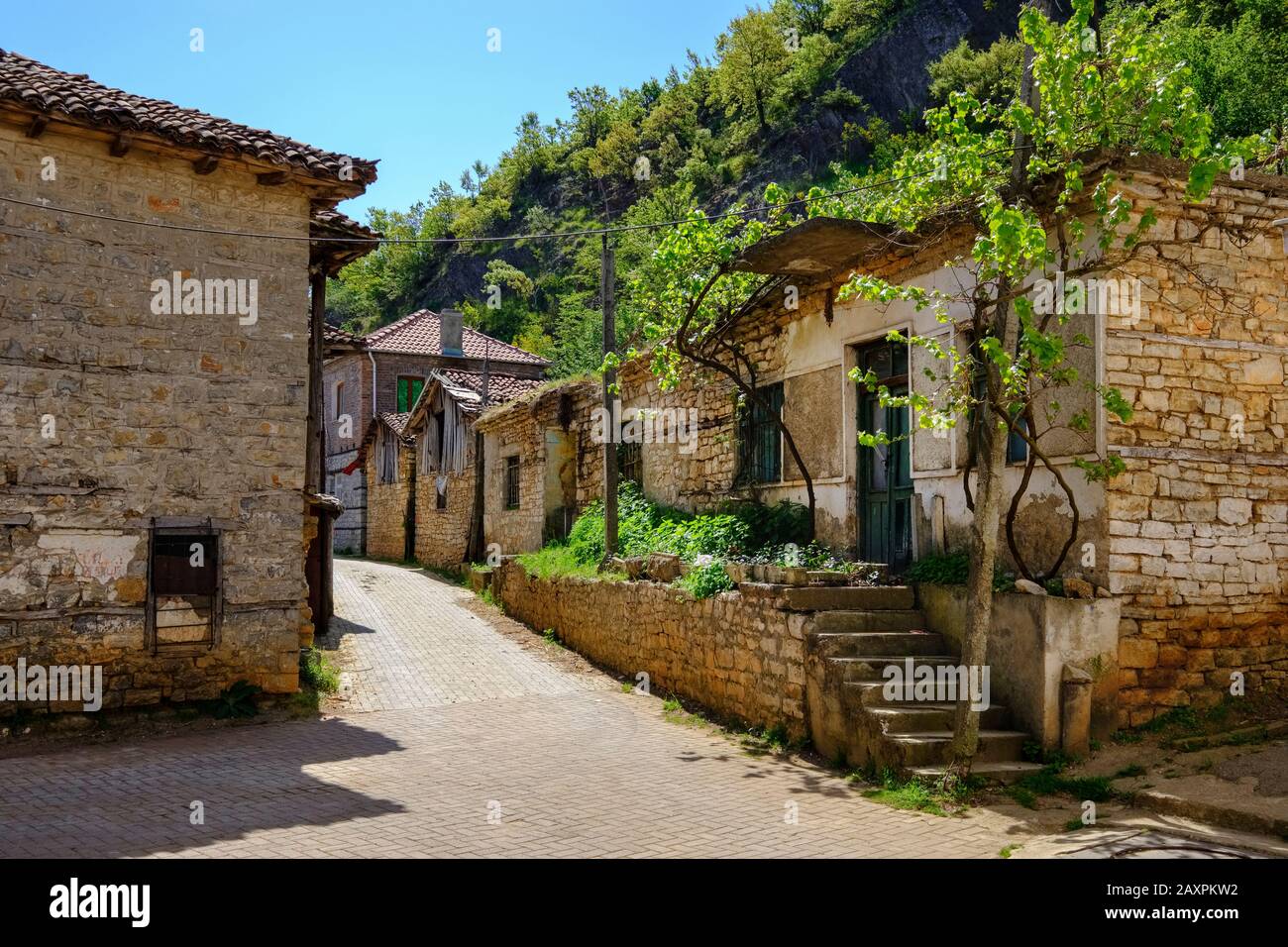 Village Lin at lake Ohrid, region Korca, Albania Stock Photo - Alamy