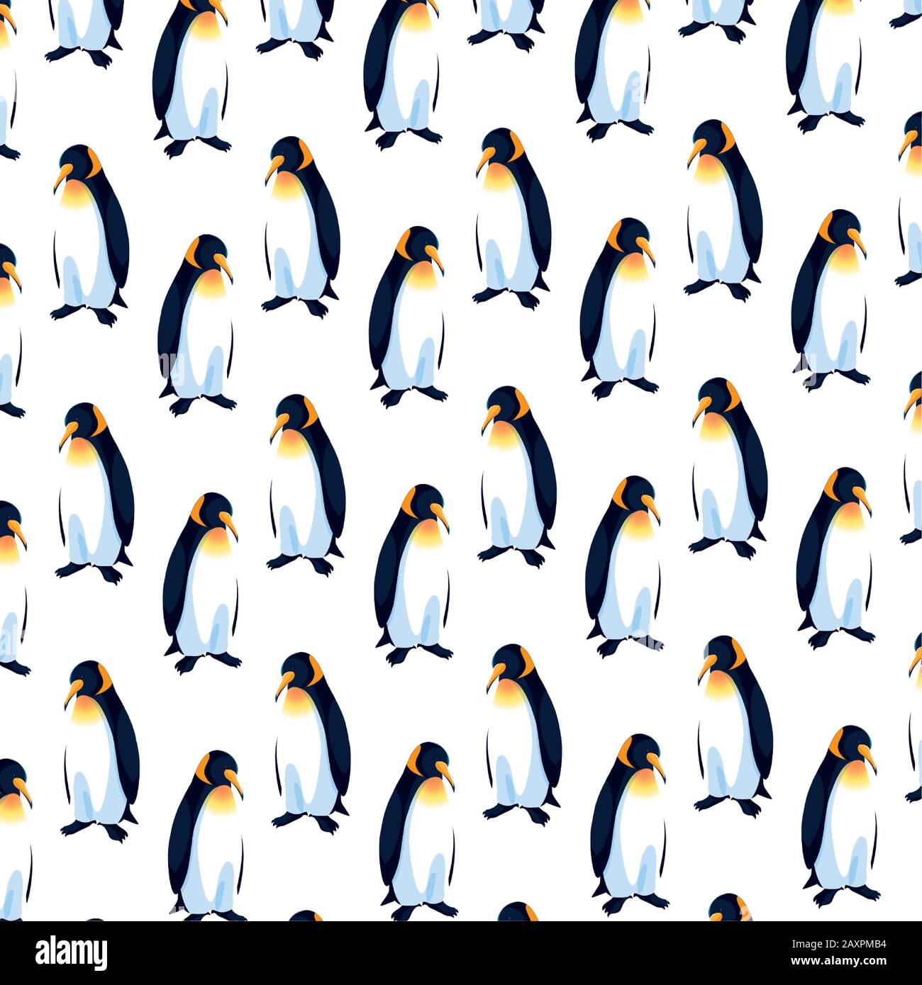 pattern of emperor penguins on white background vector illustration ...