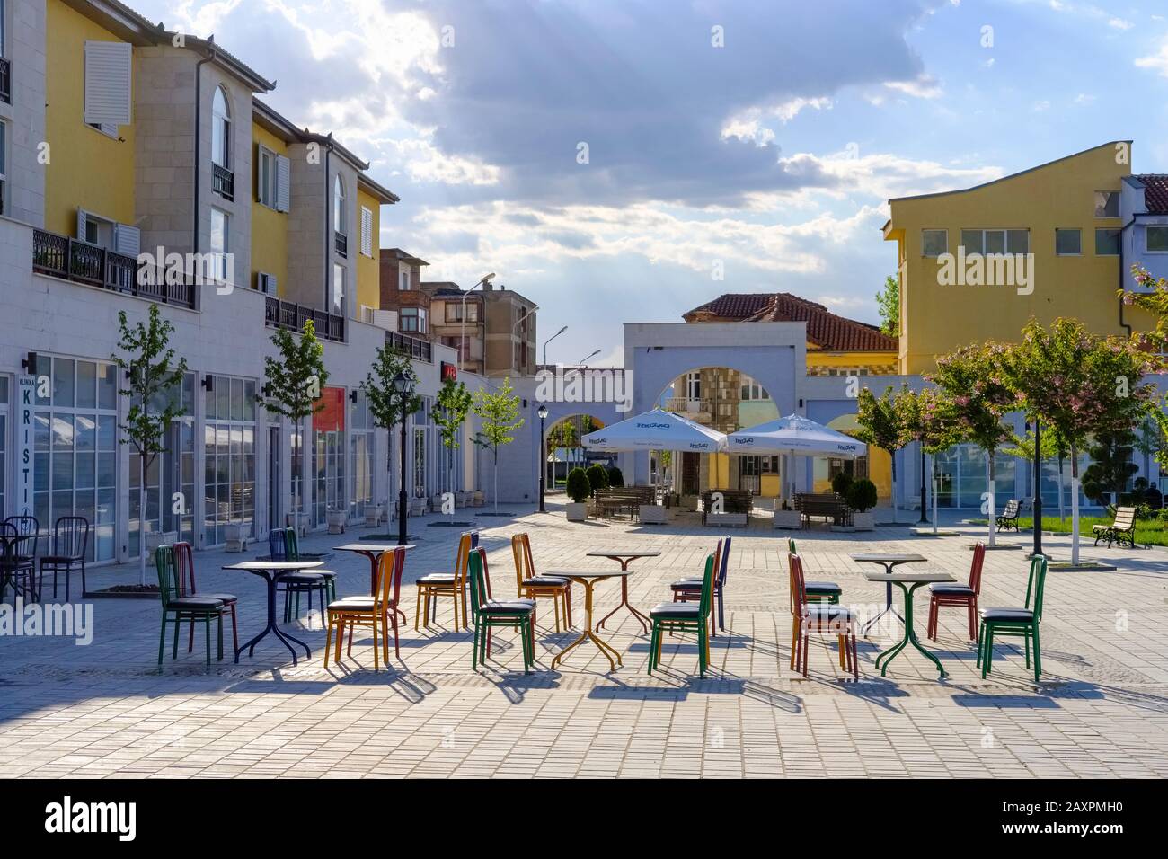 redesigned town square, Erseka, Ersekë, Korça region, Korca, Albania ...