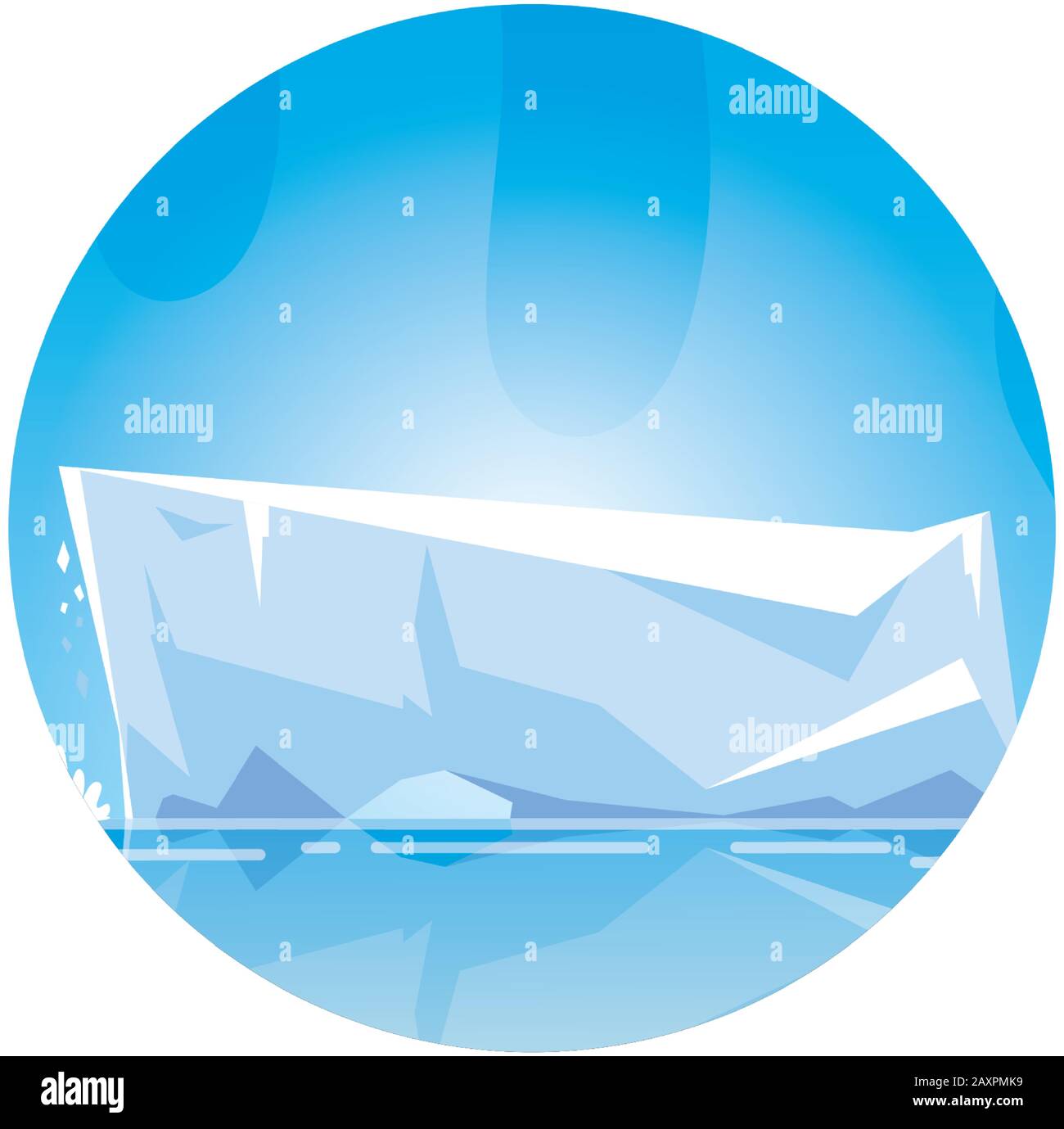 arctic landscape with blue sky and iceberg, north pole vector ...