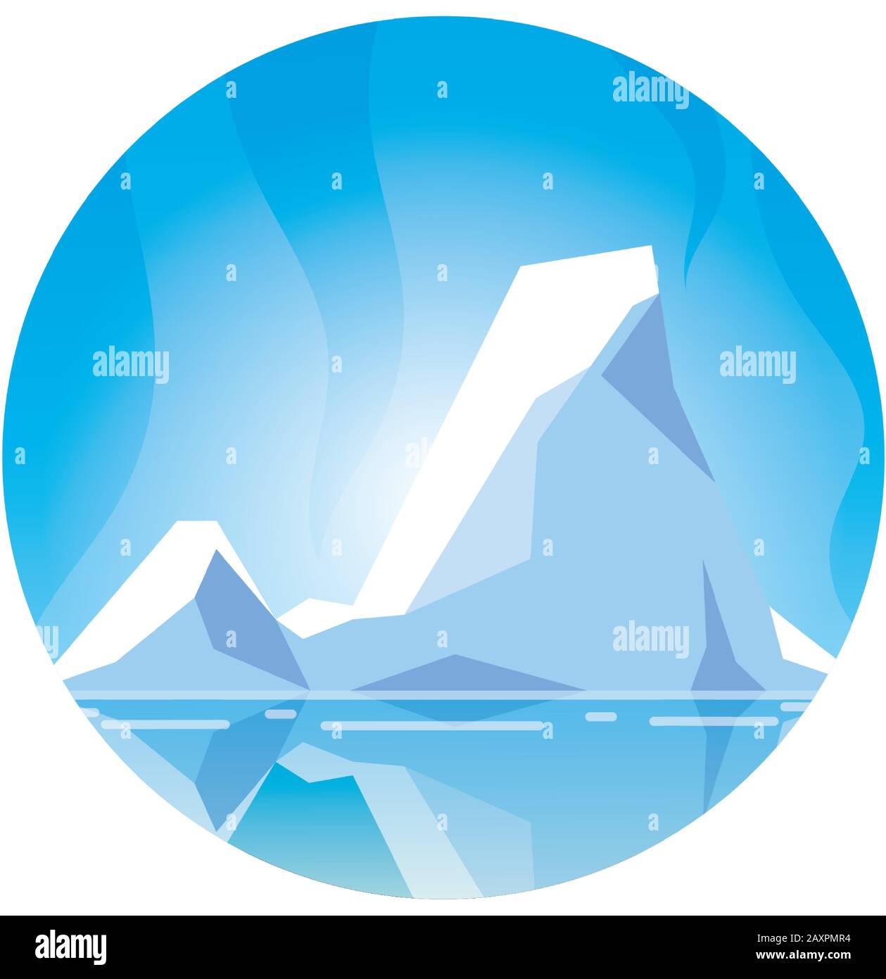 arctic landscape with blue sky and iceberg, north pole vector ...