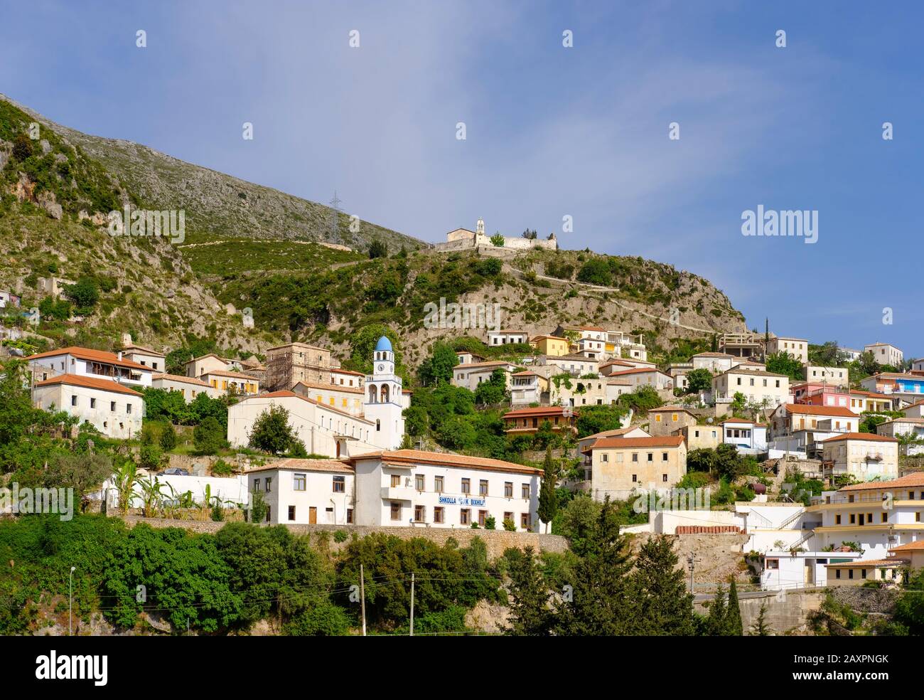 Mountain village Dhërmi-Fshat, near Himara, Himarë, Qark Vlora, Albania ...