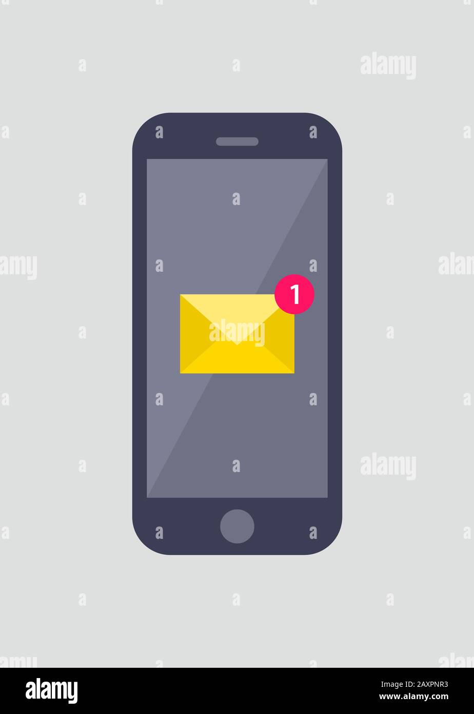 Smartphone with message push notification flat vector illustration ...