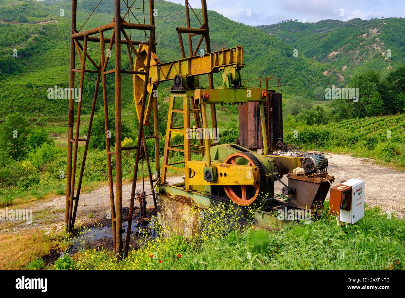 Oil pump near Ballsh, Qark Fier, Albania Stock Photo - Alamy