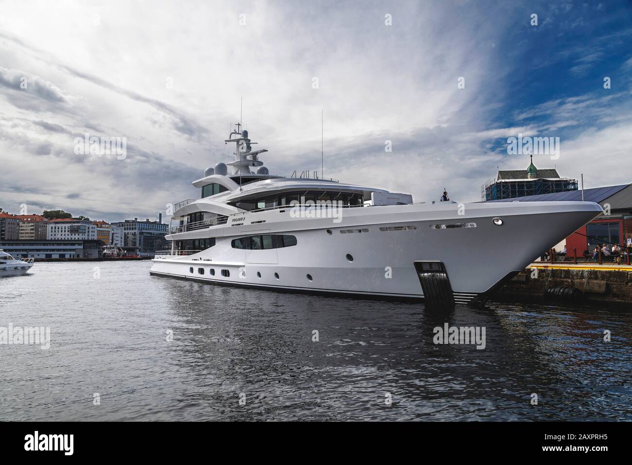 Super yacht Volpini 2 in the port of Bergen, Norway Stock Photo - Alamy
