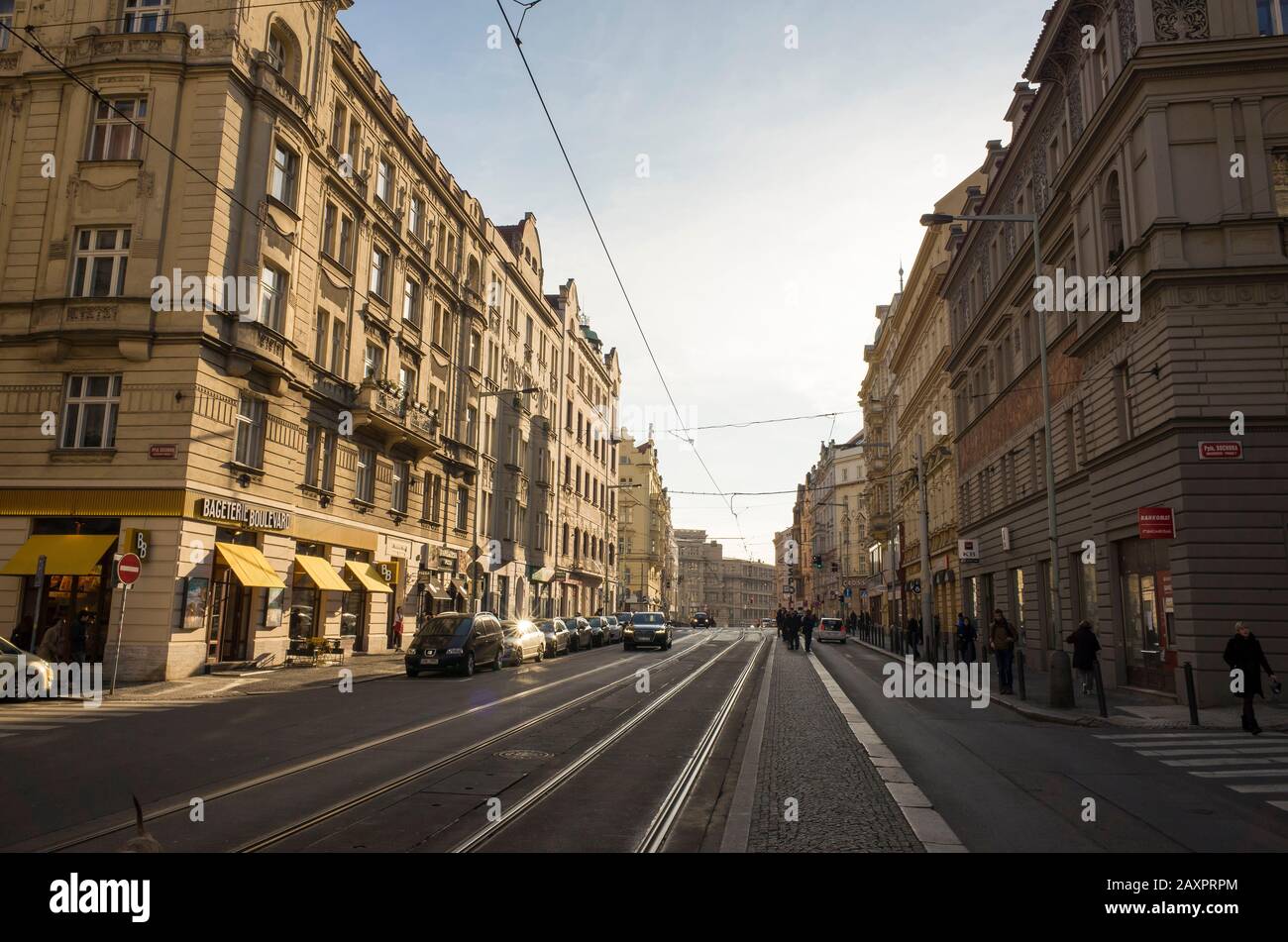 Prague, Bohemian / Czech Republic - 14-01-2020: Nice architecture in ...