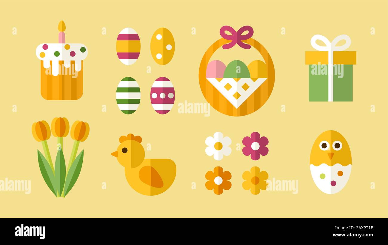 Easter objects and icons set in flat style Stock Vector Image & Art - Alamy