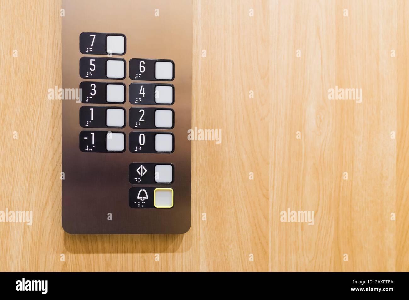 Close up of elevator control panel buttons. Space for copy Stock Photo ...