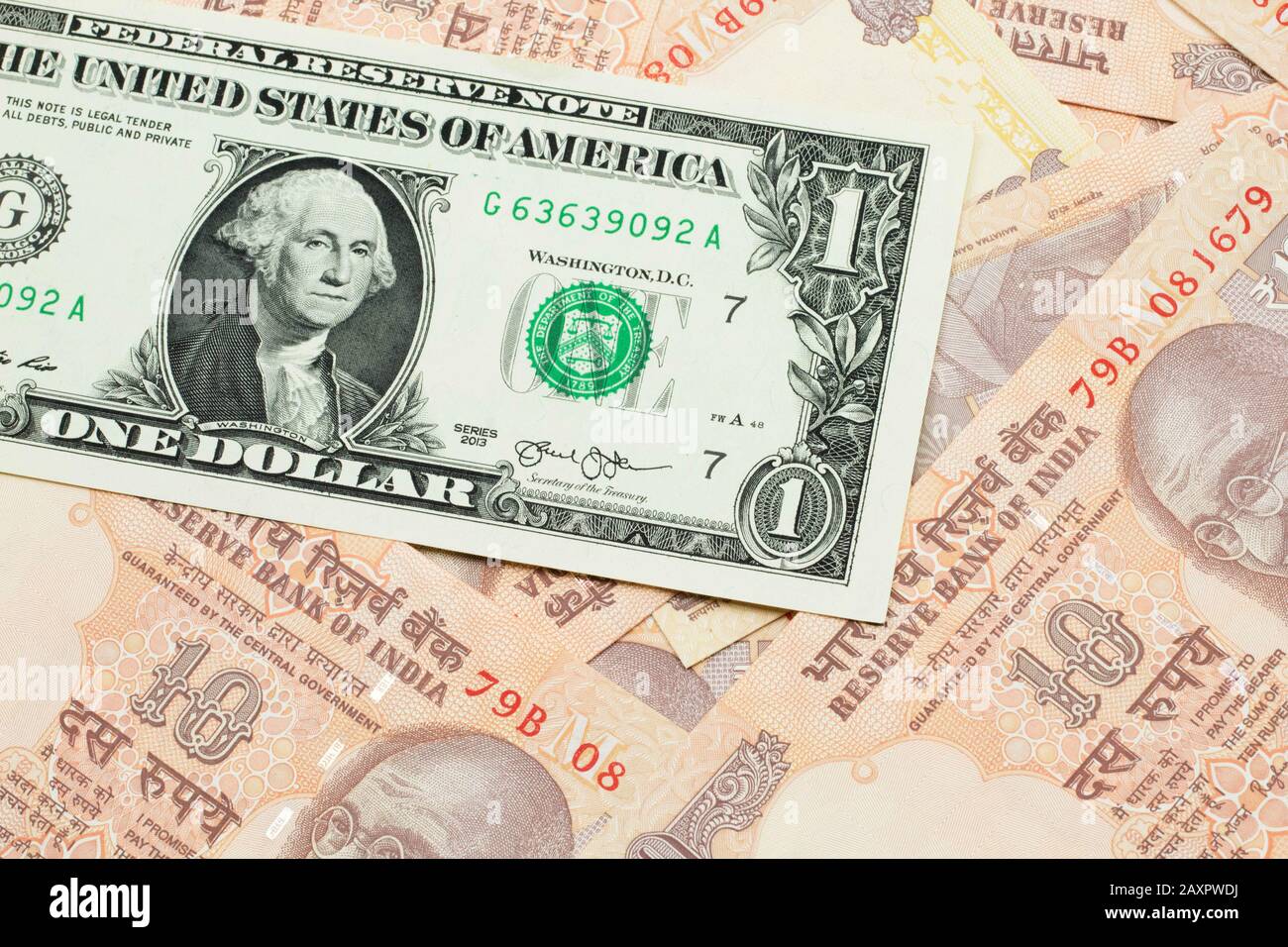 Indian rupee note american dollar hi-res stock photography and images ...