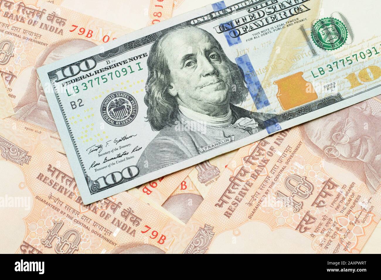 Indian rupee note american dollar hi-res stock photography and images ...