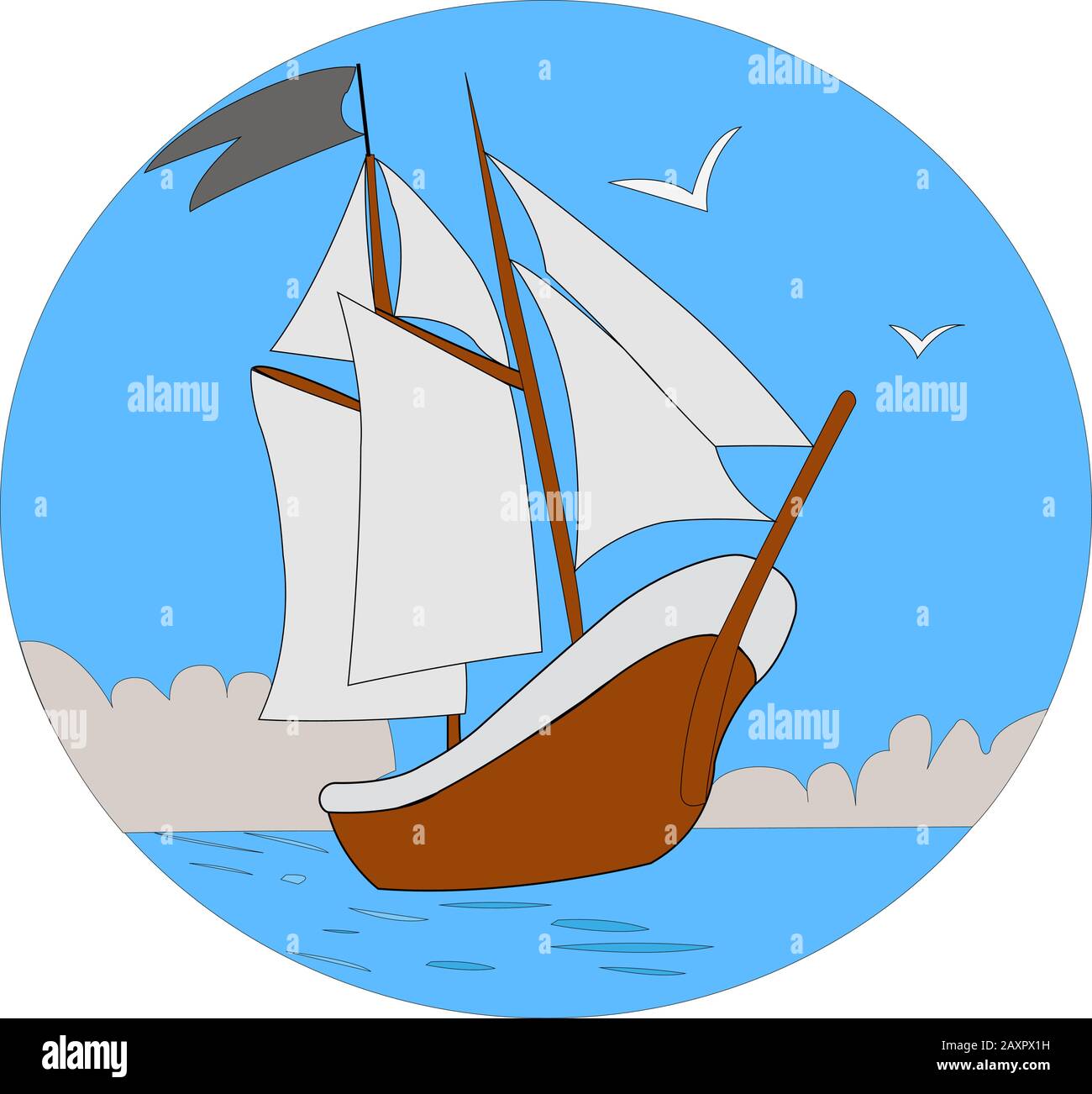 Waves sea on beach boat Stock Vector Images - Alamy