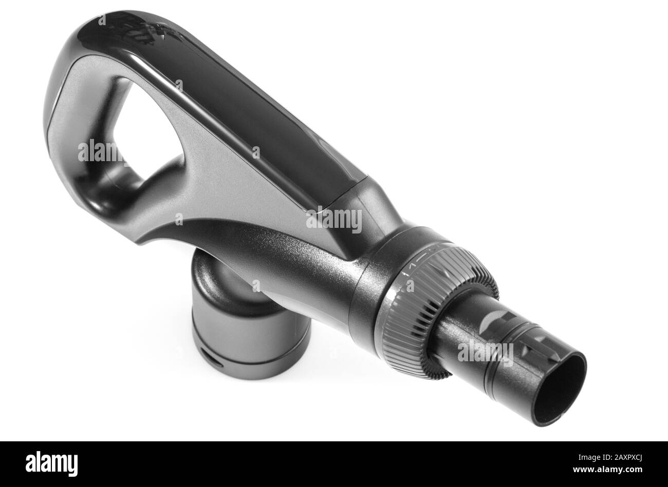 Black handle for vacuum cleaner on a white background Stock Photo - Alamy