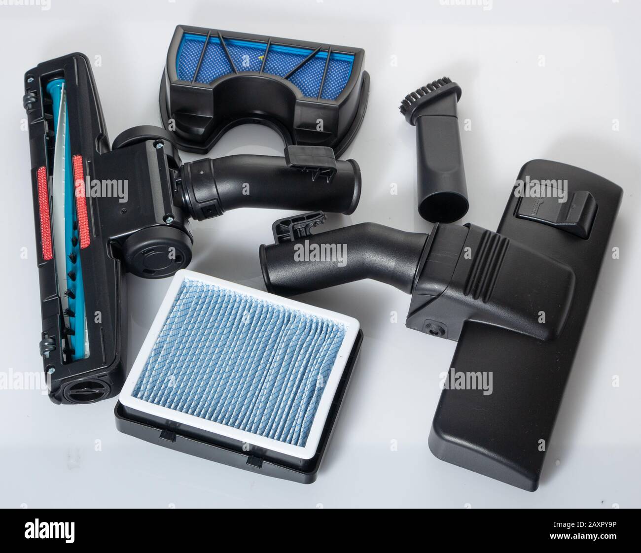 Set of vacuum cleaner accessories on a white background Stock Photo - Alamy