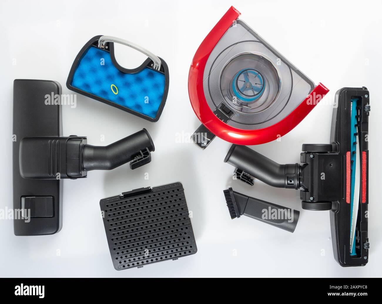 Set of vacuum cleaner accessories on a white background Stock Photo - Alamy
