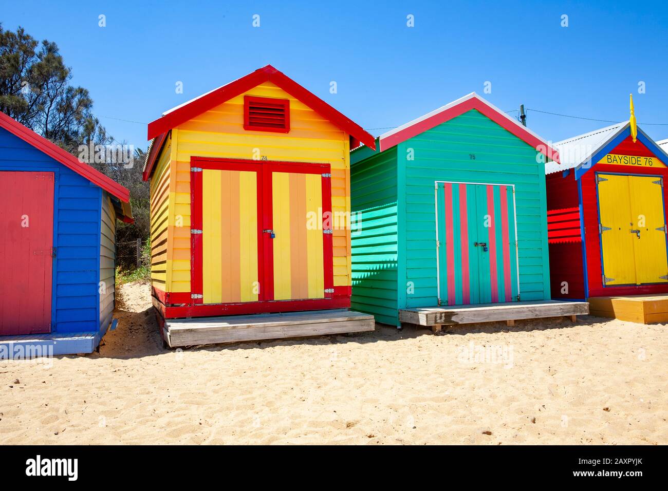 Bathing boxes in beach in Melbourne, Australia Stock Photo - Alamy