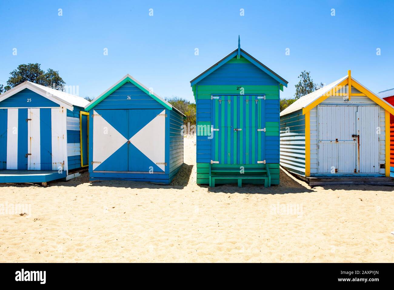 Bathing boxes in beach in Melbourne, Australia Stock Photo - Alamy