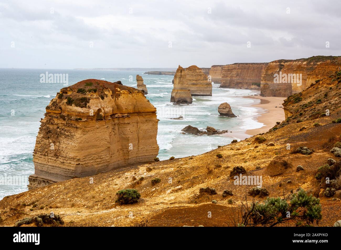 Twelve apostles viewed from the Great Ocean Road, Victoria, Australia ...