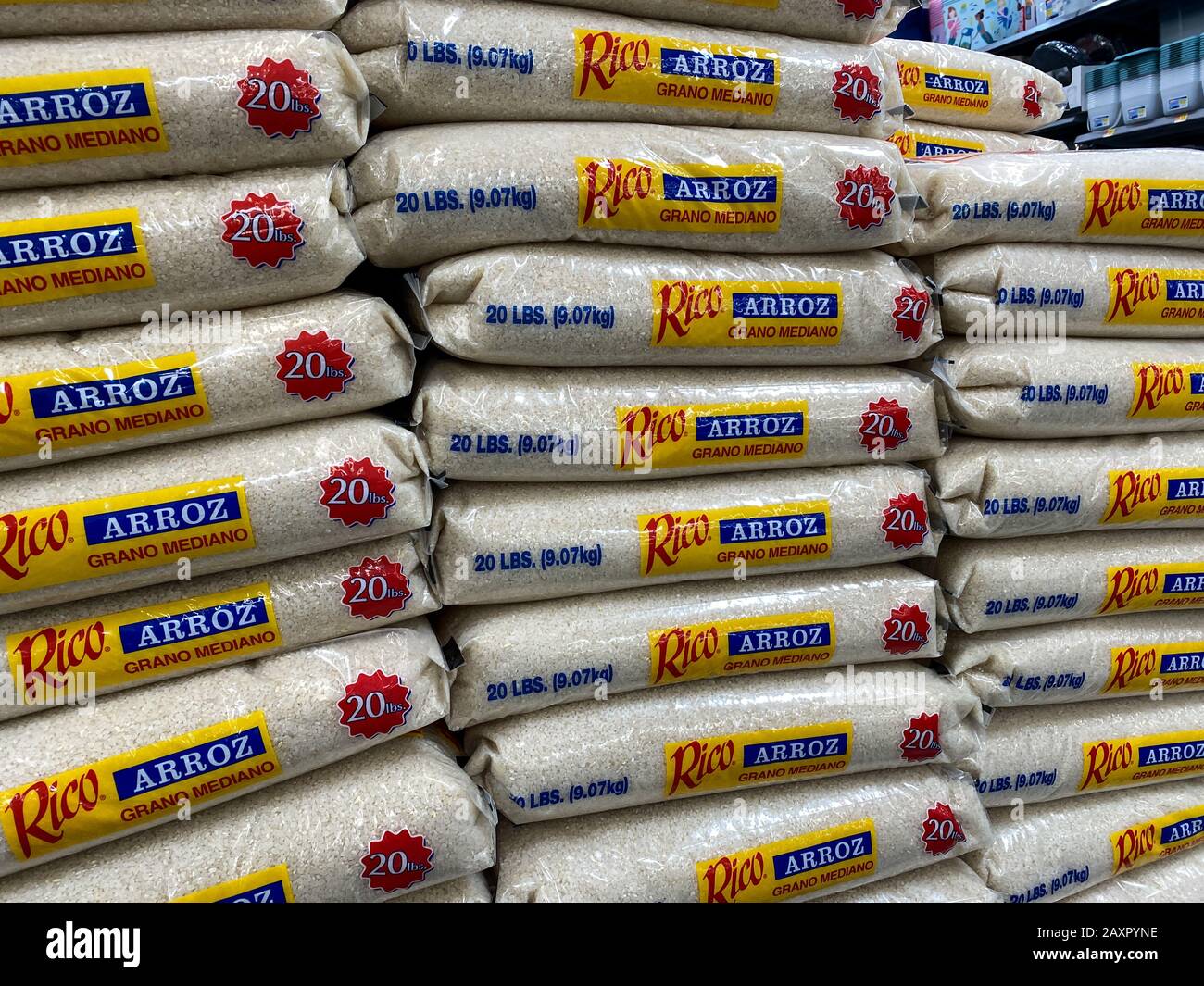 Orlando, FL/USA-2/6/20: The rice display at a Sams Club ready for ...