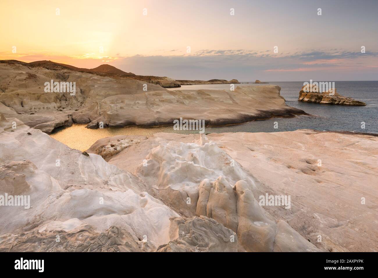 Volcanic rock formations on Sarakiniko beach on Milos island, Greece ...