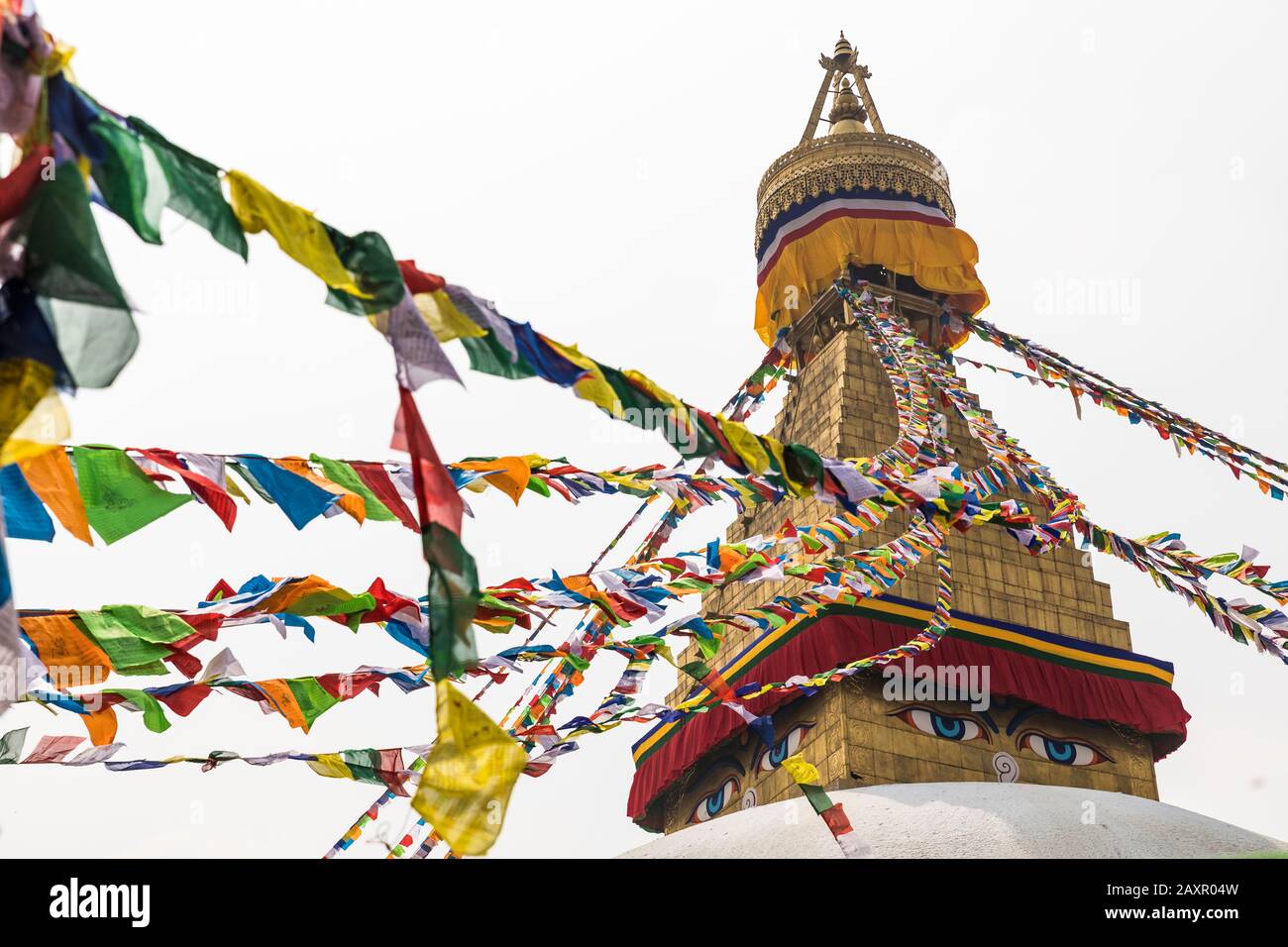 Buddhist Prayer flags at a stupa in Kathmandu Nepal Stock Photo - Alamy
