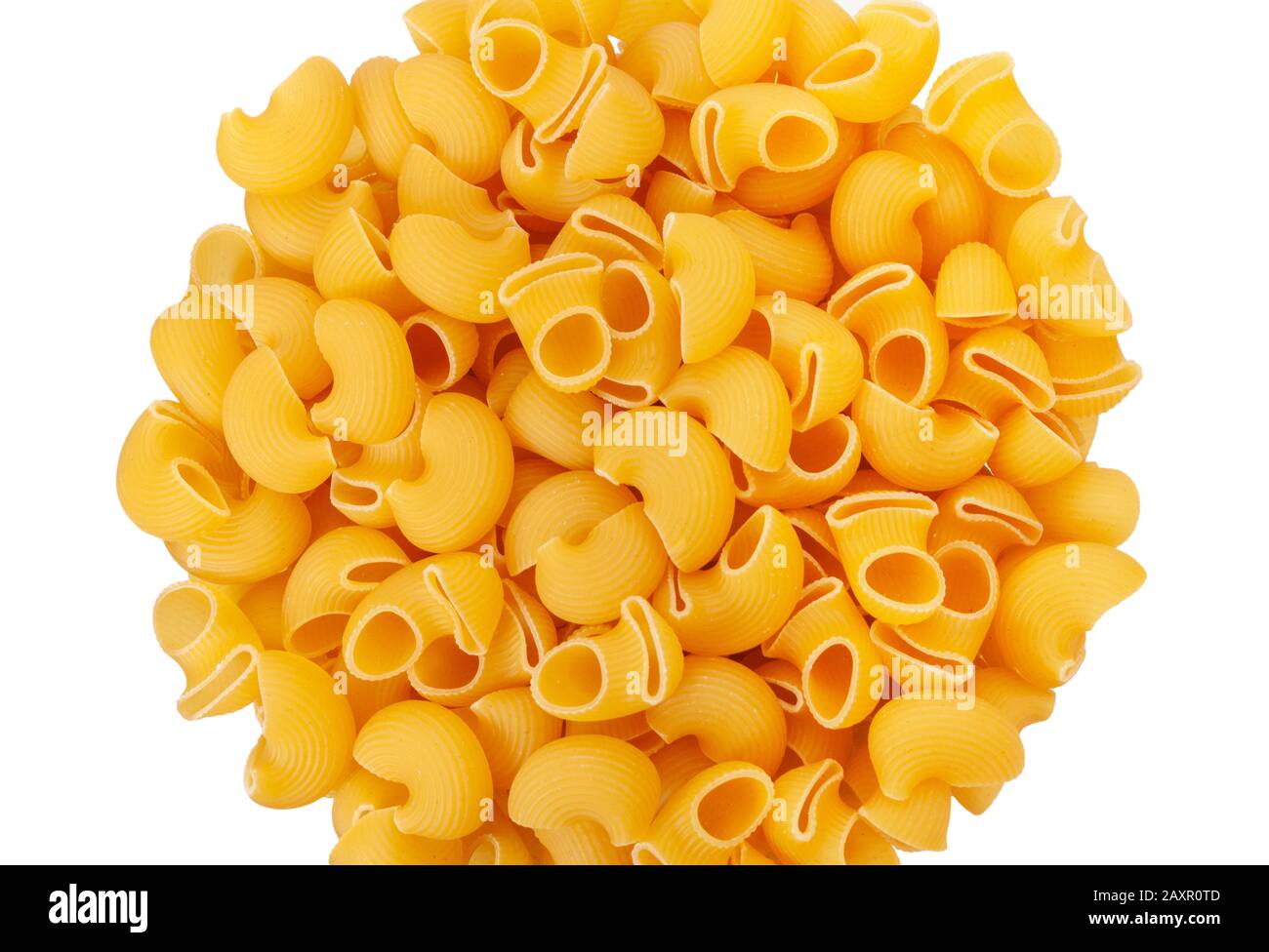 Pasta Pipe Rigate isolated on white background. Top view Stock Photo ...