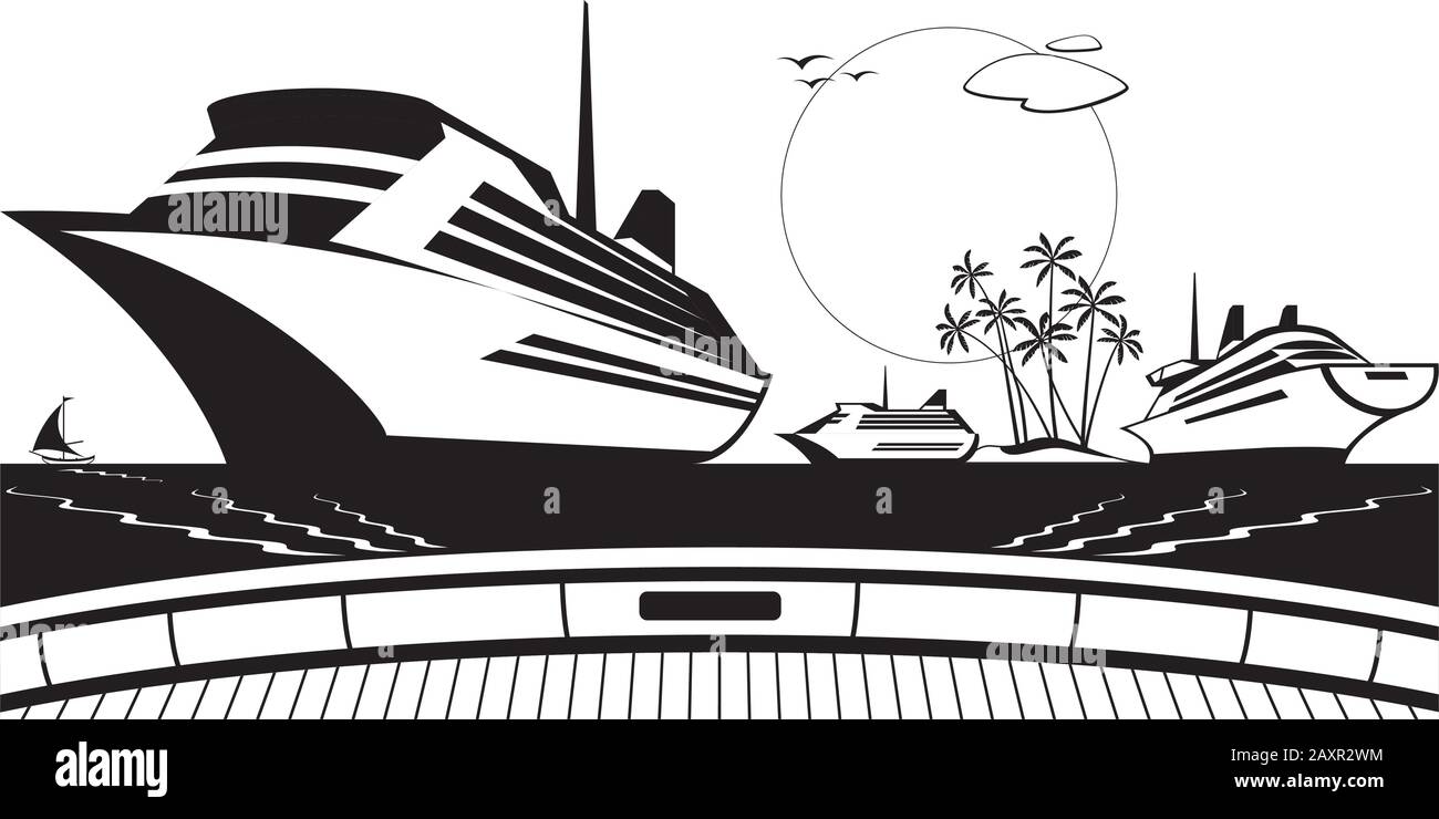 Cruise Ship Vector Art Free