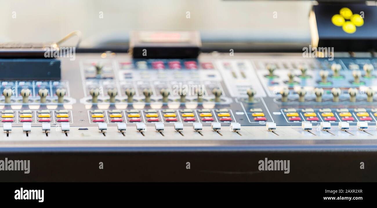 Real sound music mixer control panel ( musical concept Stock Photo - Alamy