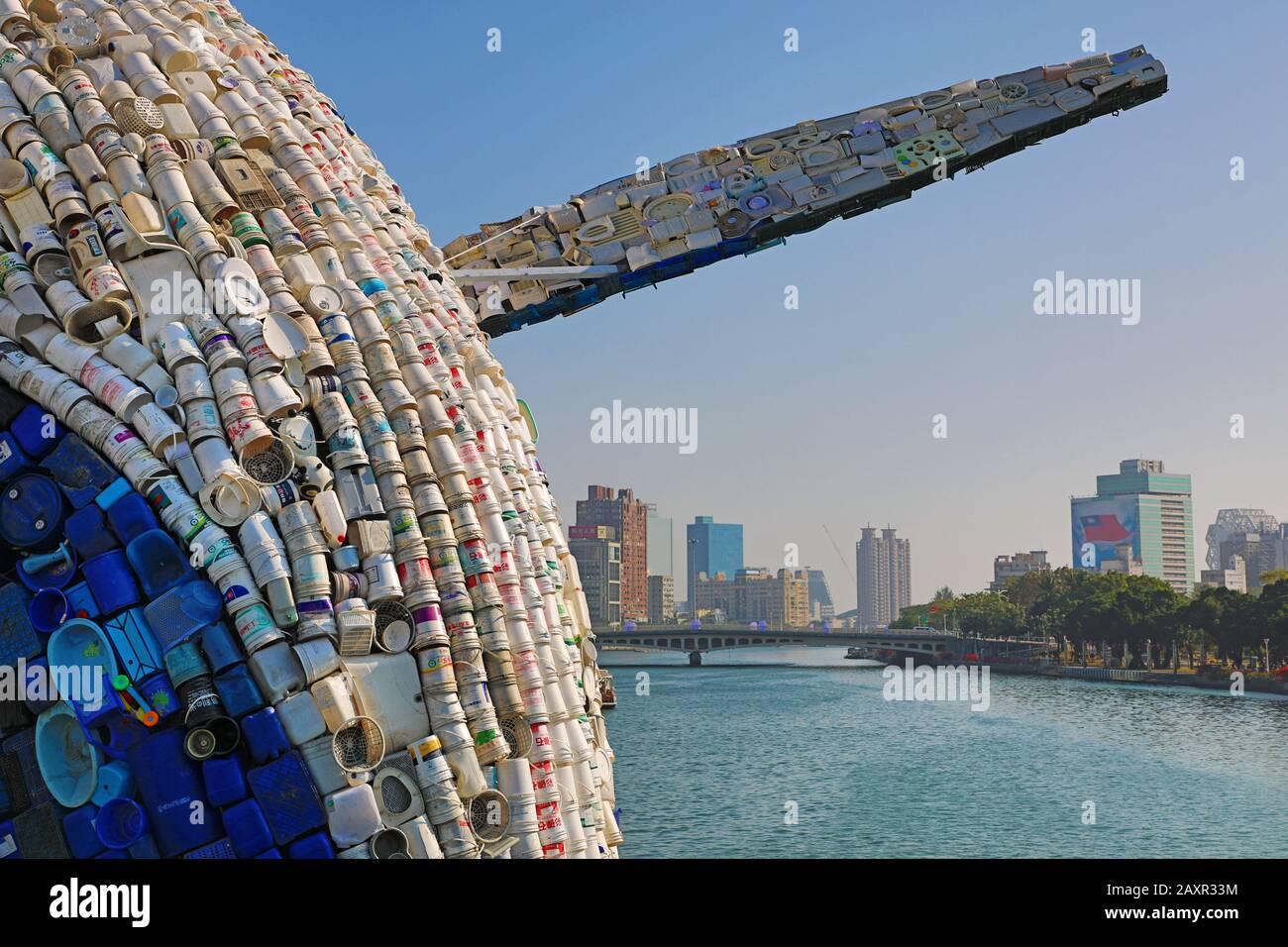 Whale in Love ecological art installation in the Love River, Kaohsiung ...
