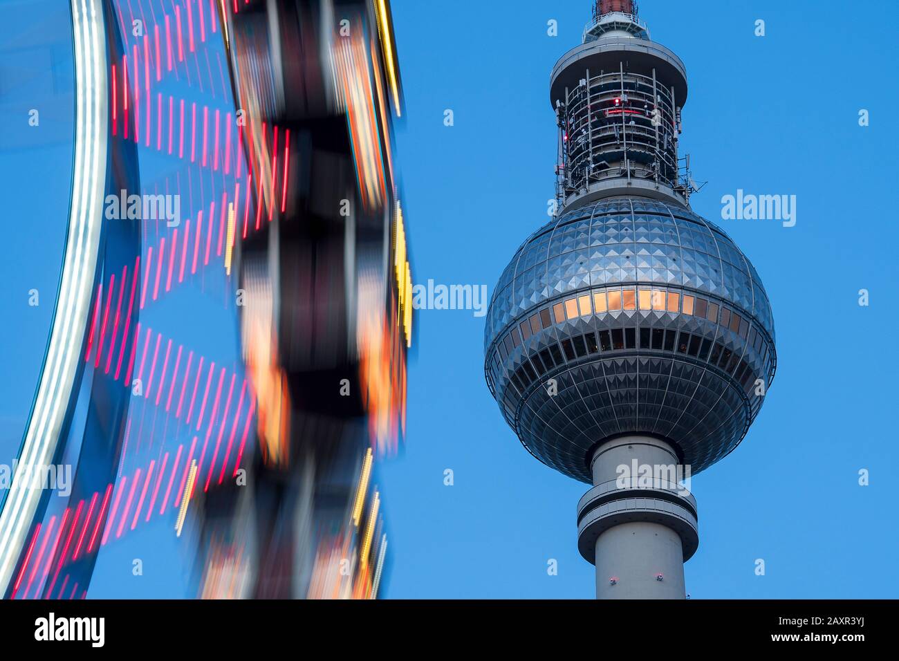 Gondolas of the Giant Wheel of the Christmas market Alexander square in ...