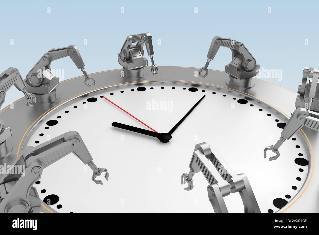 concept of working time hands of robots. 3d rendering Stock Photo - Alamy