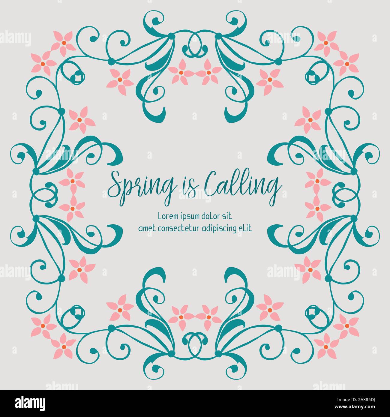 Vintage pattern of leaf and floral frame, for spring calling greeting ...