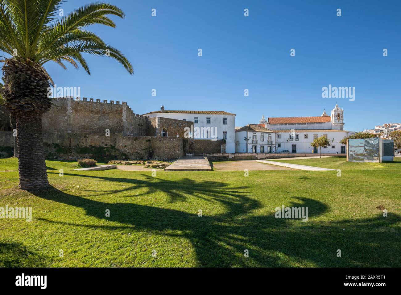 City wall and St. Mary's Church Igreja de Santa Maria, Lagos, Algarve ...
