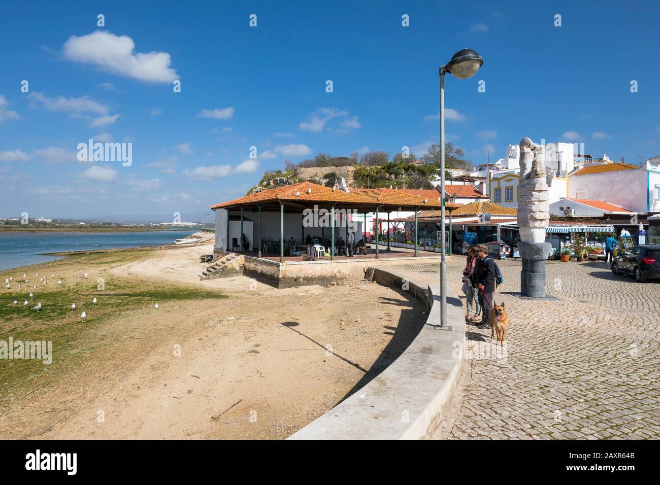 Promenade at the lagoon, Alvor, Algarve, Faro district, Portugal Stock ...