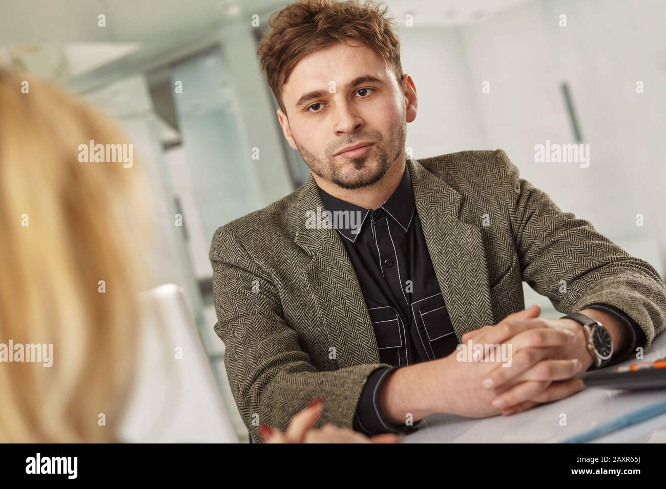 business man negotiating in office Stock Photo - Alamy