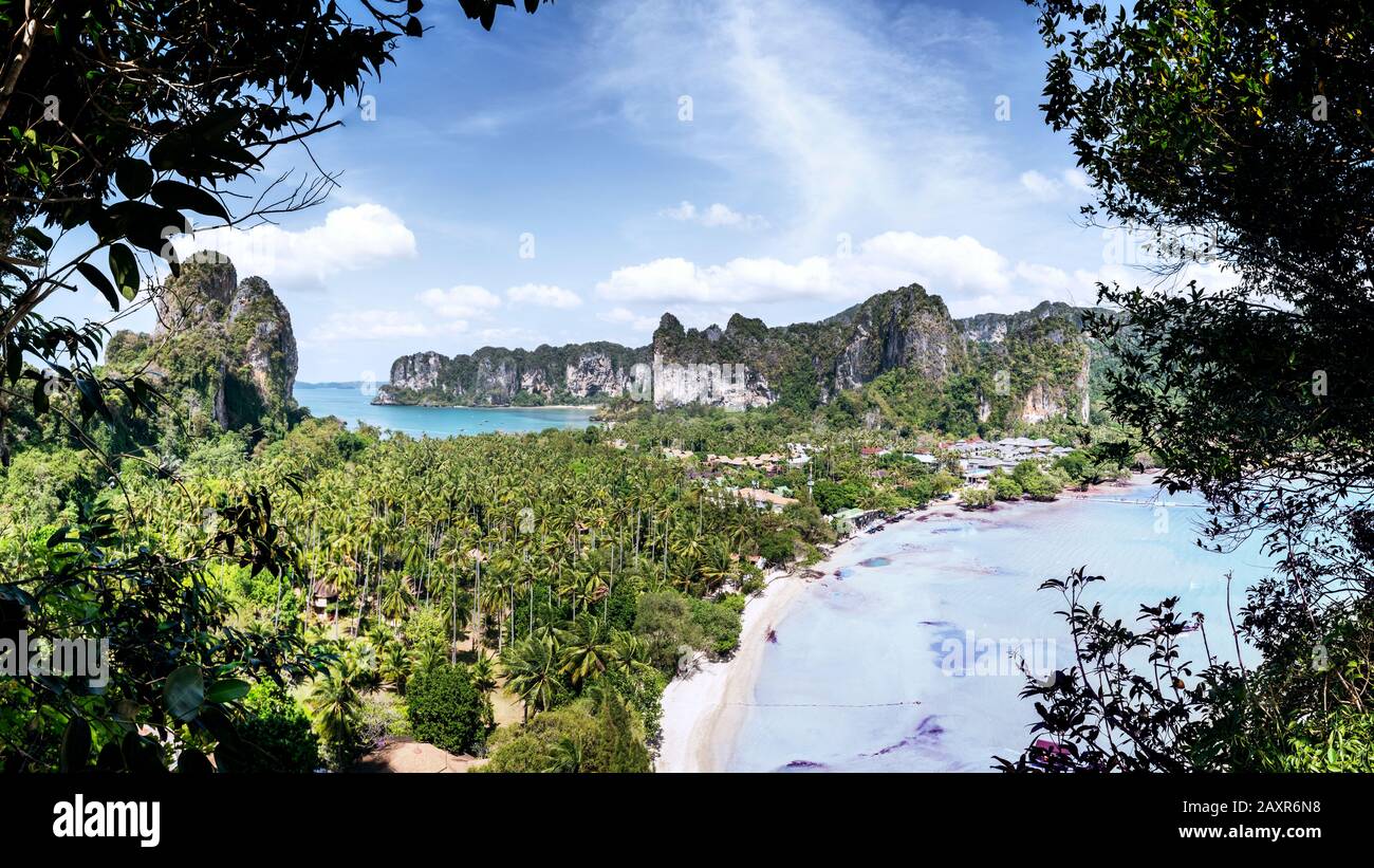 View of Railay Beach East and West from the lookout Stock Photo - Alamy