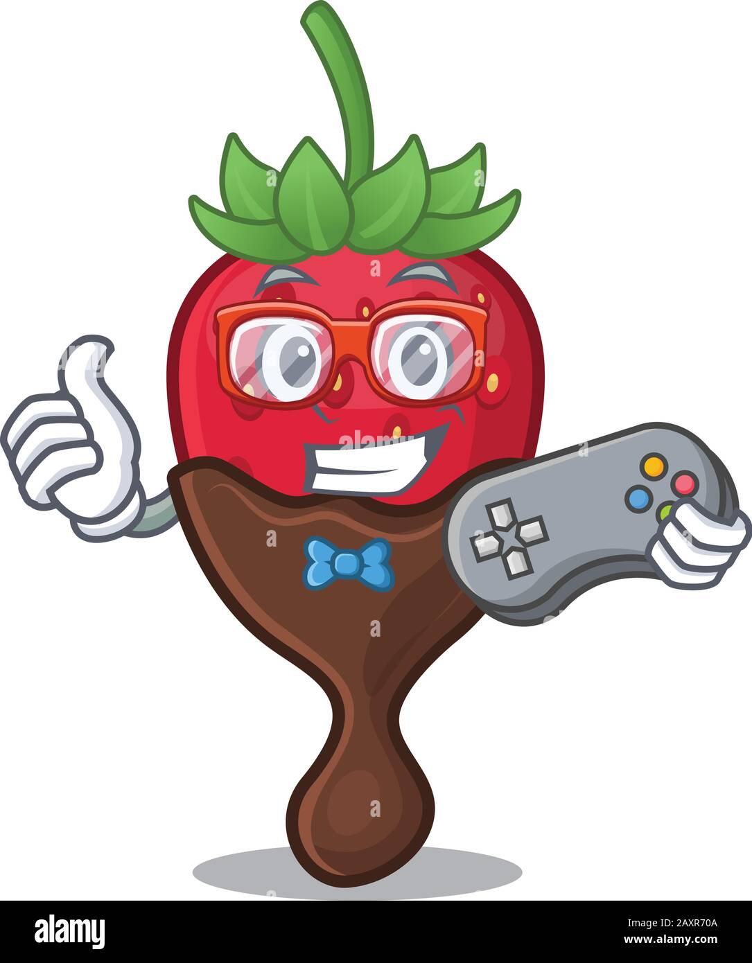 Smiley gamer chocolate strawberry cartoon mascot style Stock Vector ...