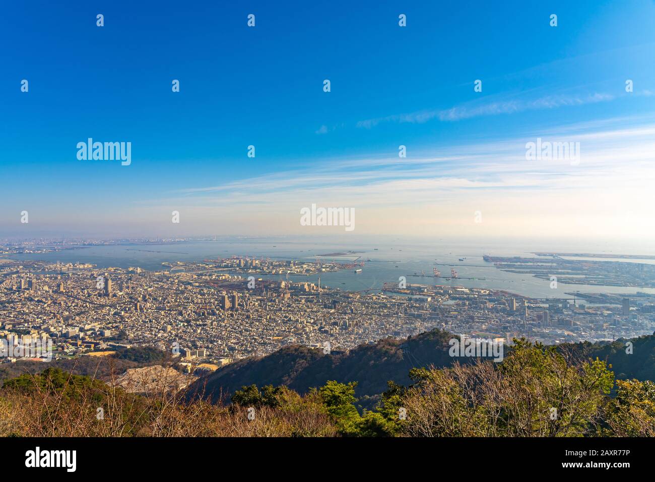 Kobe city panoramic view from Mt. Maya Kikusedai park observatory ...