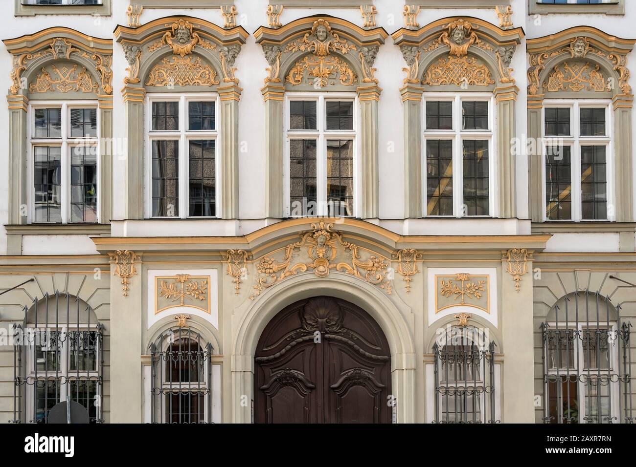 Rococo facade, Palais Lerchenfeld, Munich, Upper Bavaria, Bavaria ...