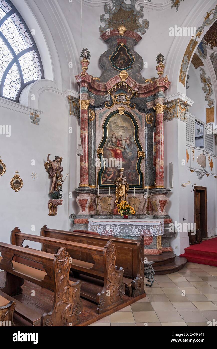 Side altar, Holy Spirit Hospital Church, Fuessen, Upper Bavaria ...
