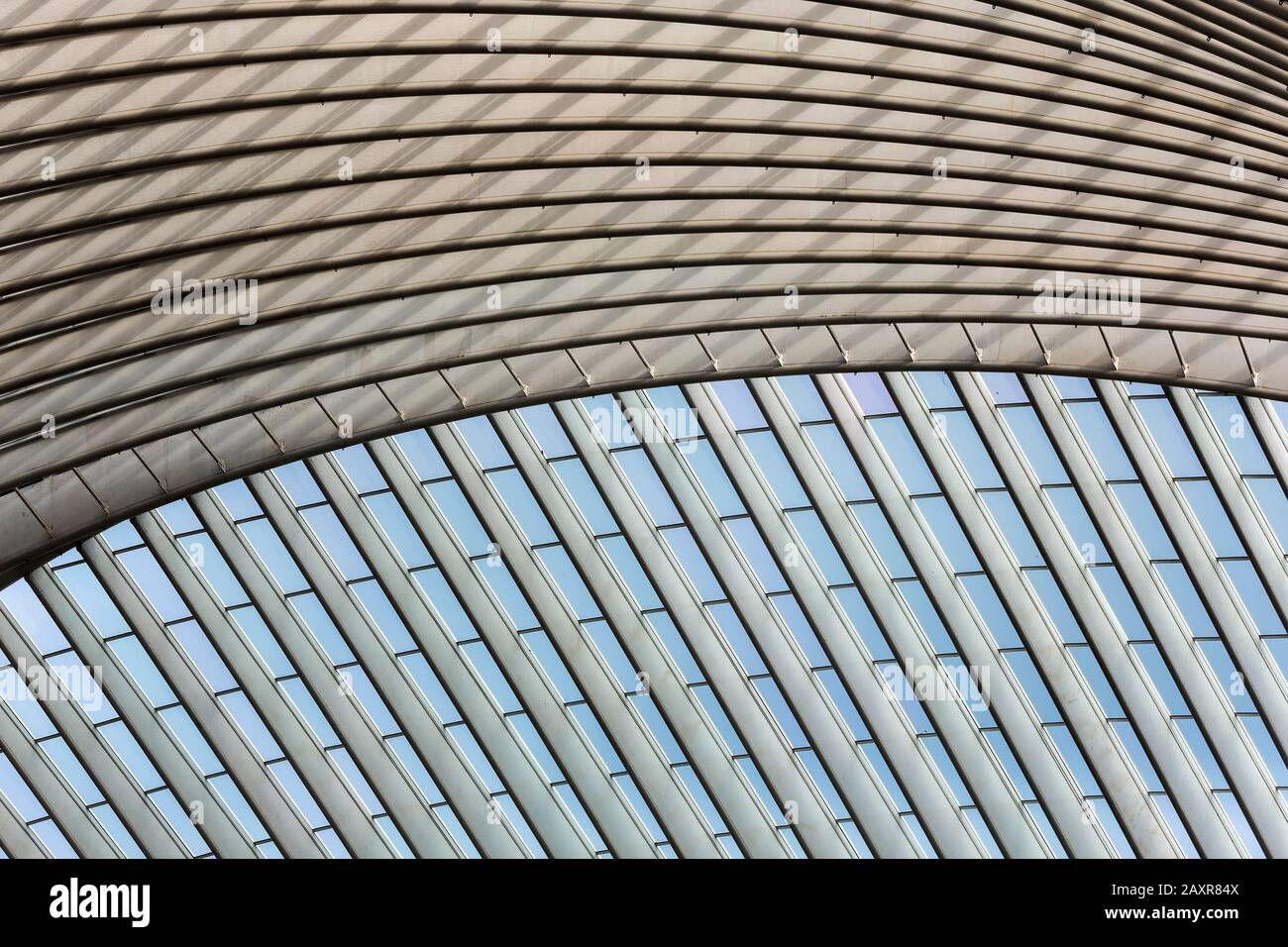 Roof detail in Liege station, Gare de Liege-Guillemins, designed by the ...