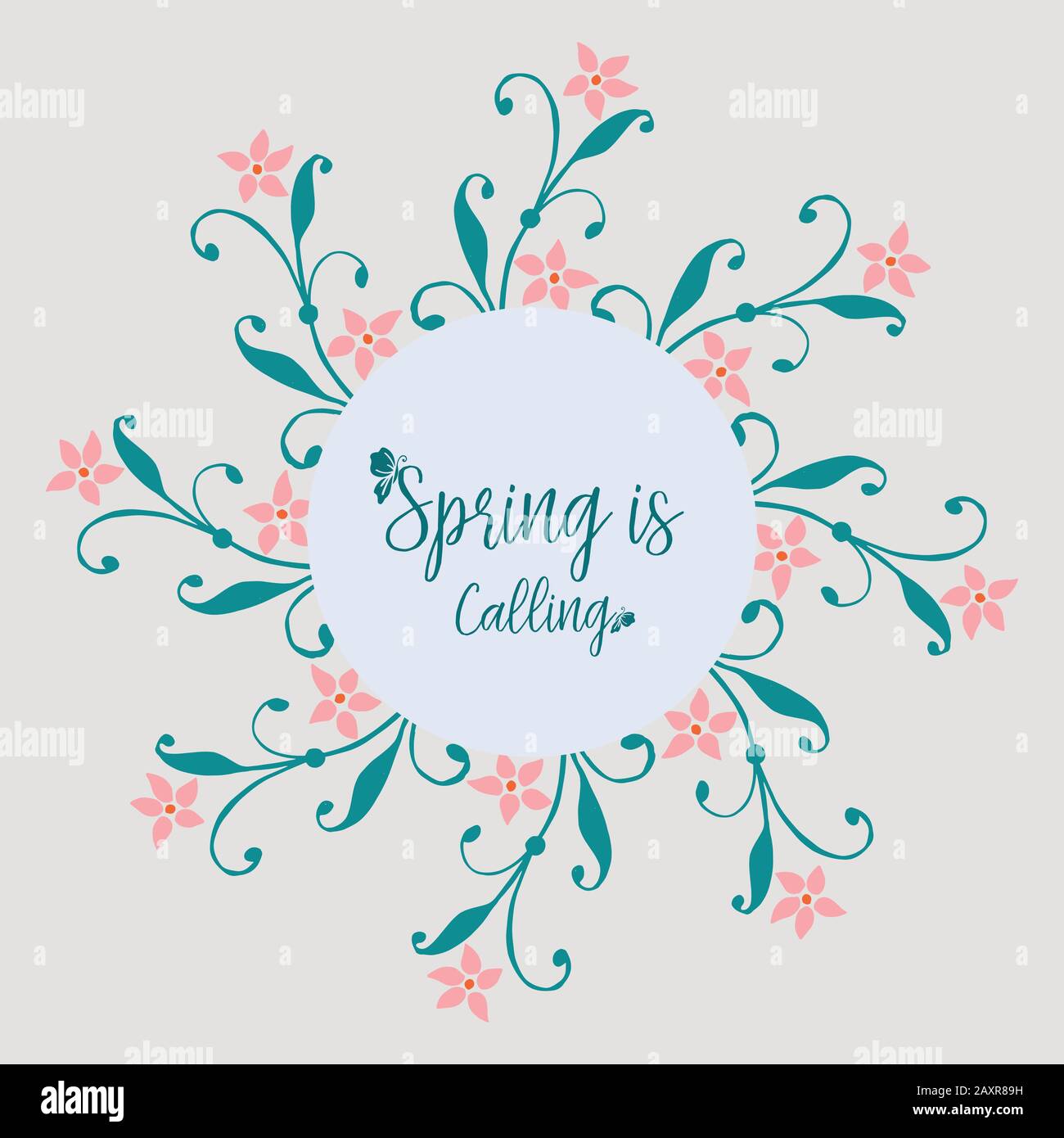 Elegant pattern of leaf and flower frame, for spring calling greeting ...