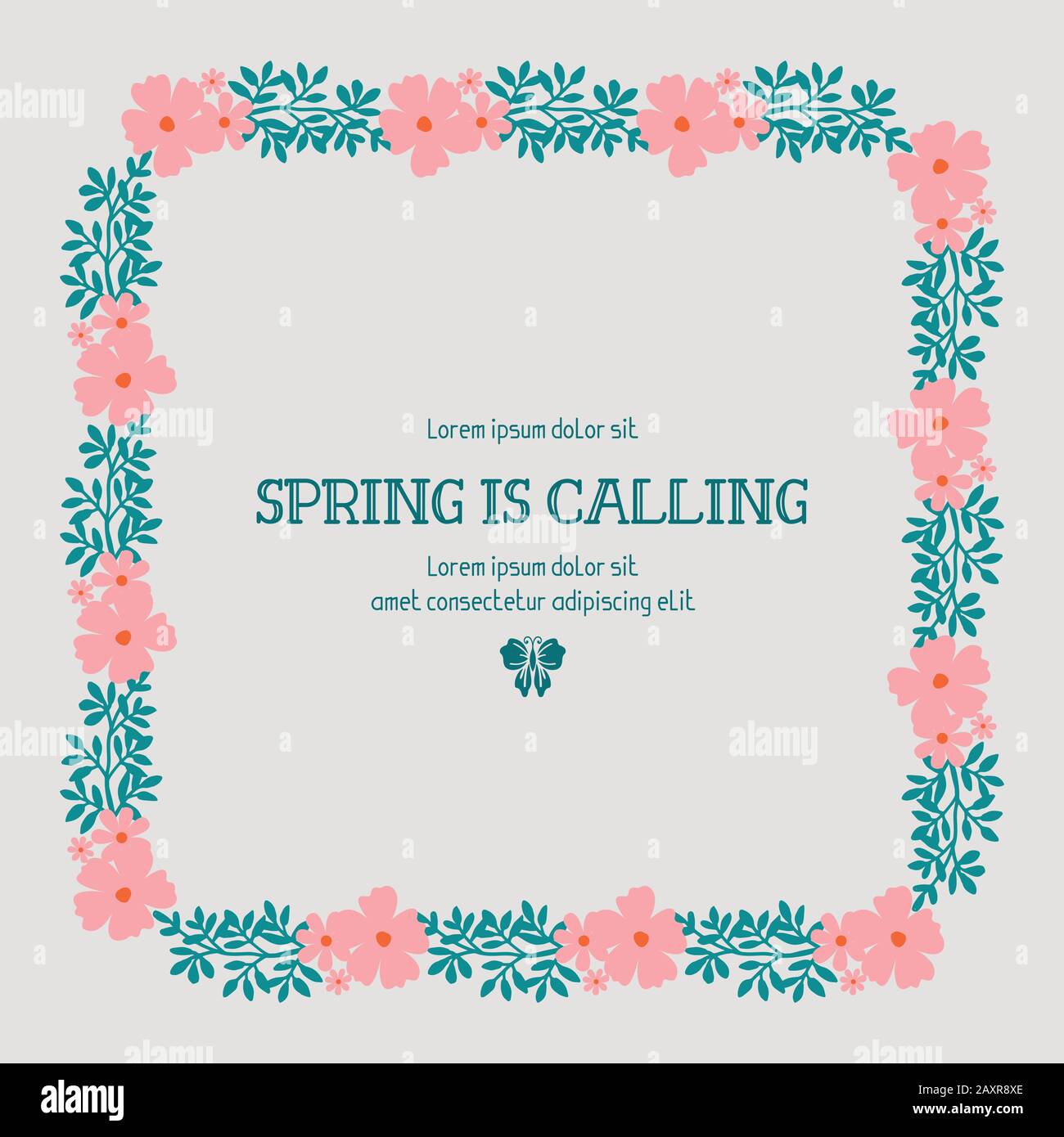 the beauty of leaf and flower frame, for spring calling greeting card ...