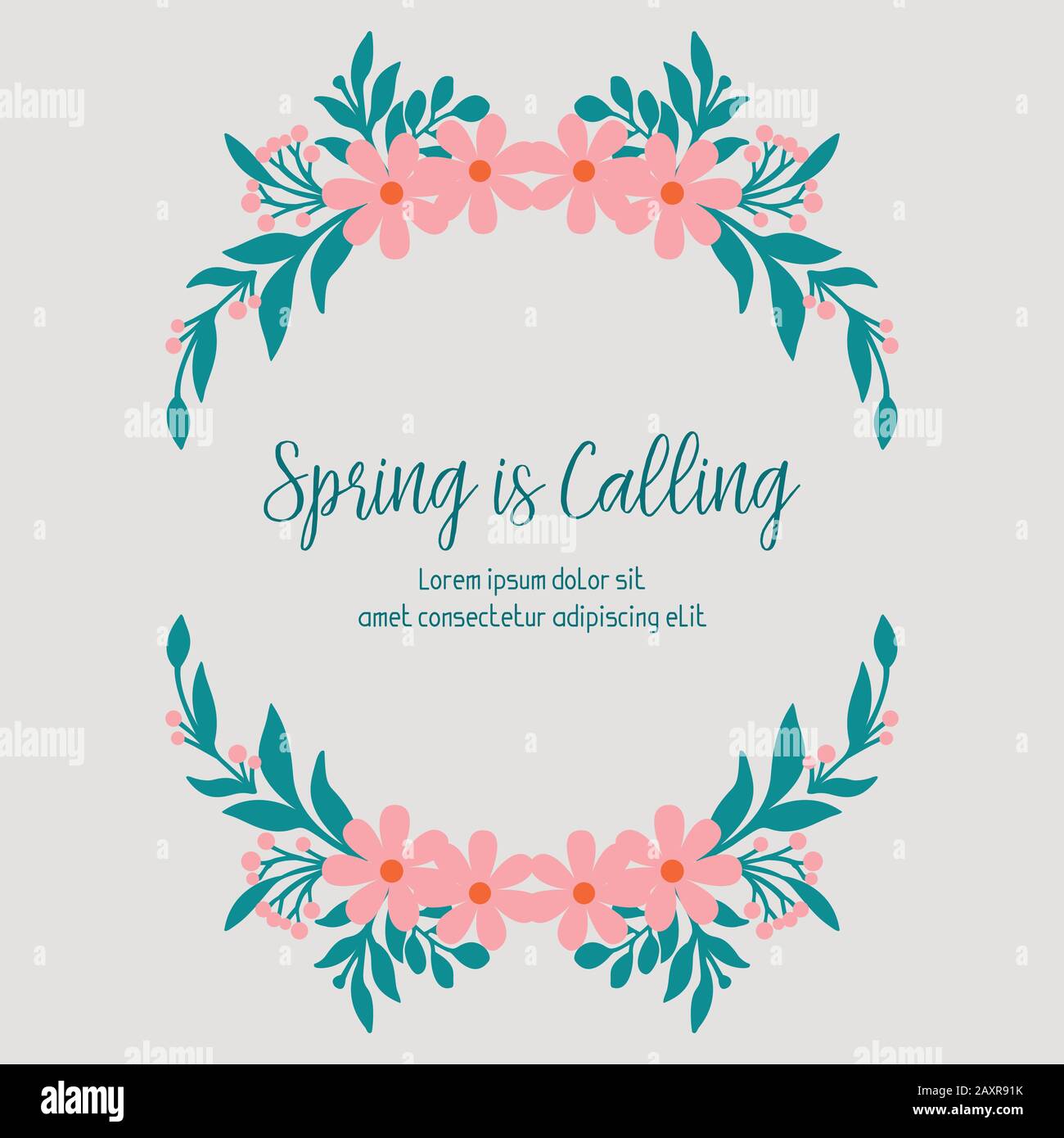 Invitation card for spring, with elegant leaf and floral frame design ...